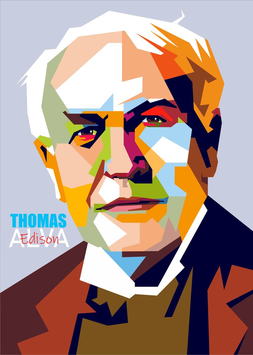 'Thomas Alva Edison Pop Art Portrait' Poster, picture, metal print ...