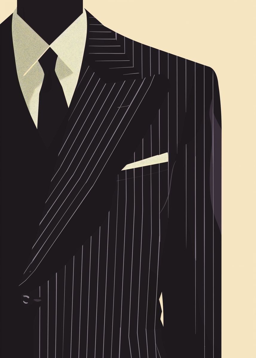 'Pinstripe Suit Illustration' Poster, picture, metal print, paint by ...