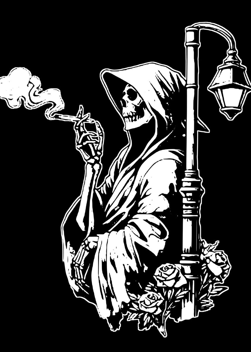 'Grim Reaper Smoking' Poster, picture, metal print, paint by Theterix ...