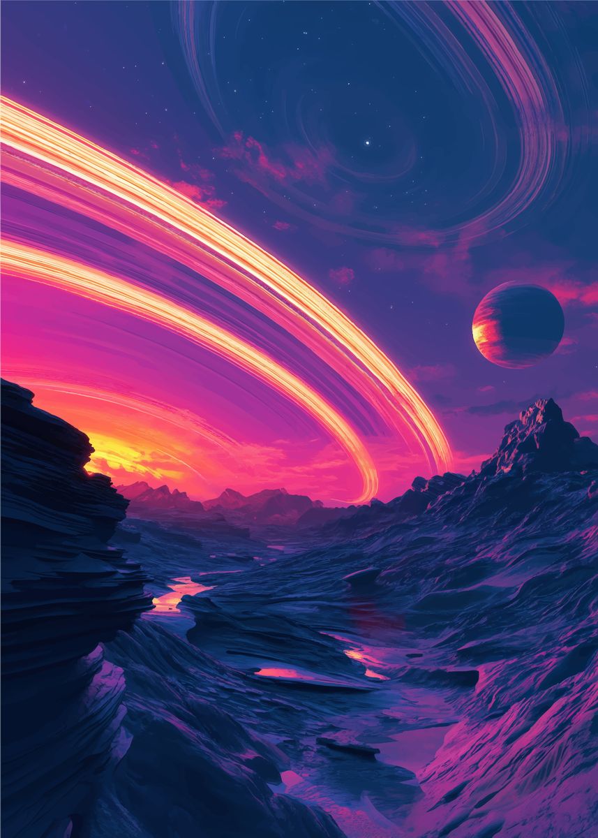 'Alien Planet Landscape' Poster, picture, metal print, paint by ...