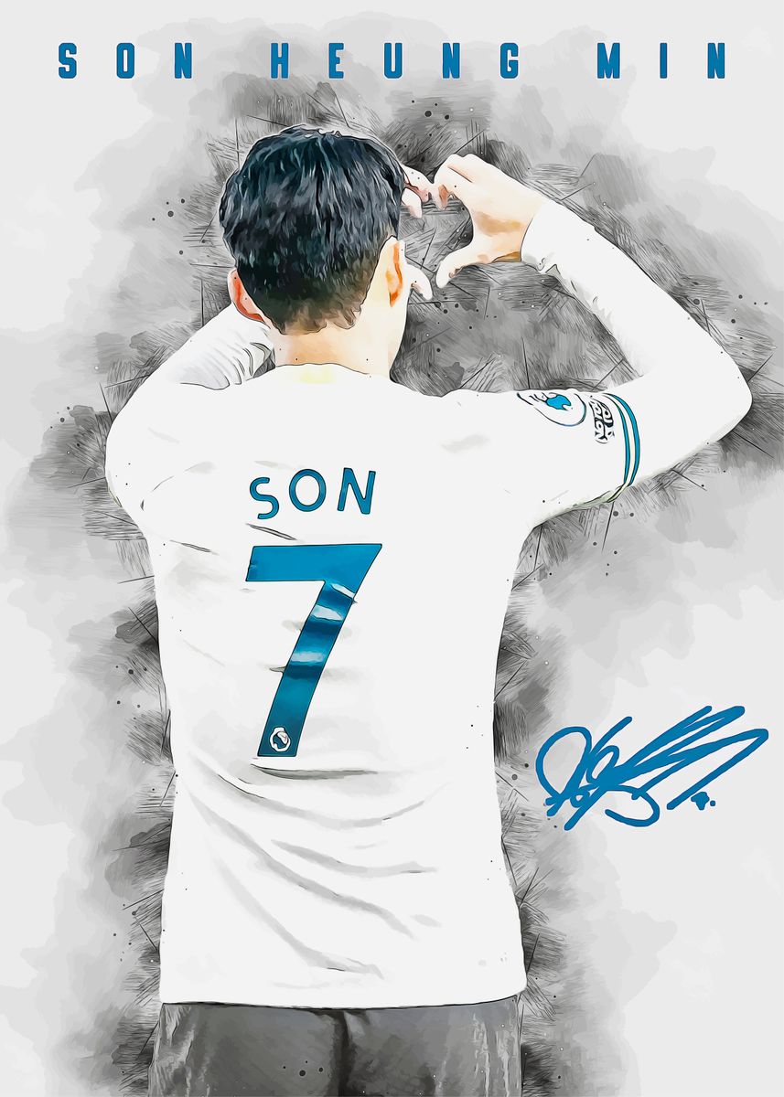 'Son Heung-min Watercolor Portrait' Poster, picture, metal print, paint ...