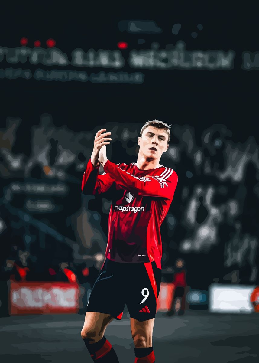 'Rasmus Hojlund' Poster, picture, metal print, paint by Sheshh | Displate