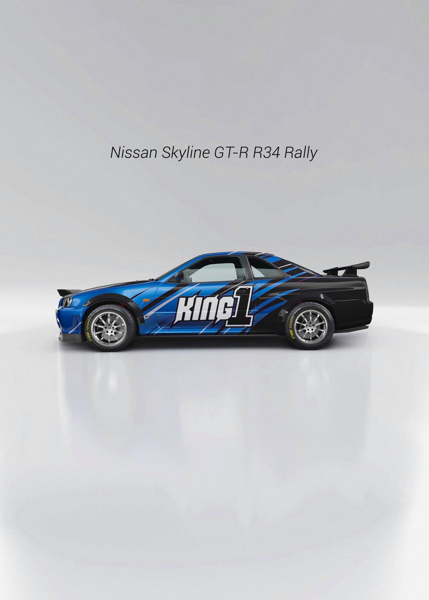 'Nissan Skyline GT-R R34 Rally' Poster, picture, metal print, paint by ...