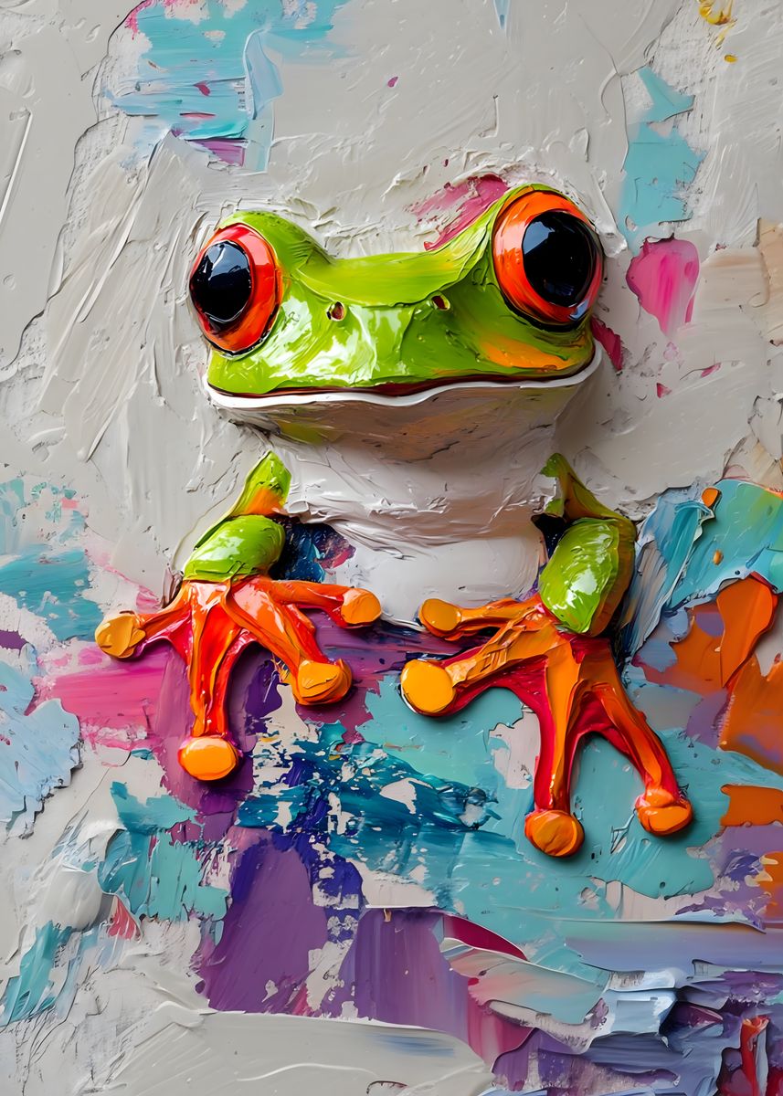 'Green Tree Frog Poster' Poster, picture, metal print, paint by ...