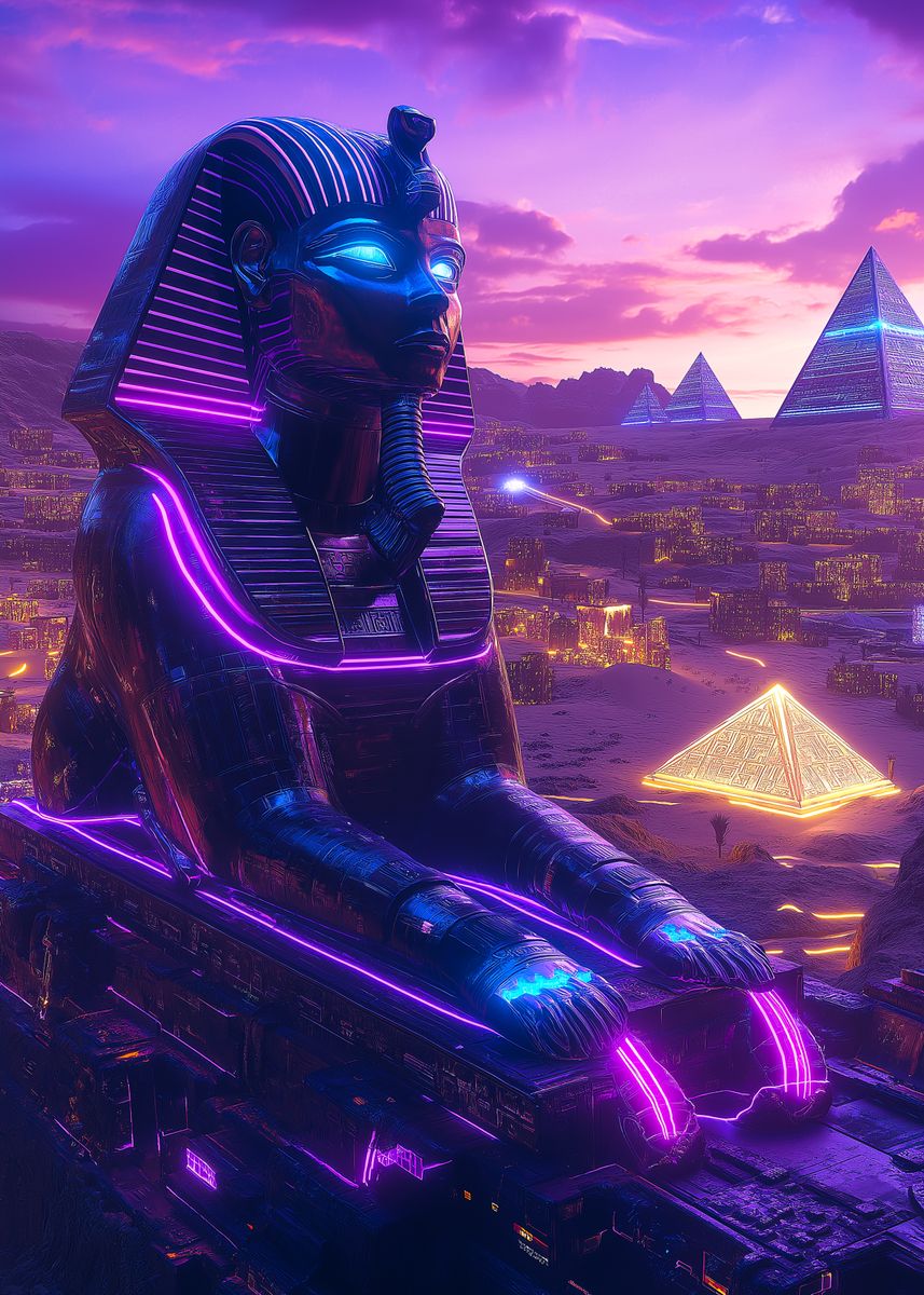 'Neon Sphinx' Poster, picture, metal print, paint by InterGalatica ...