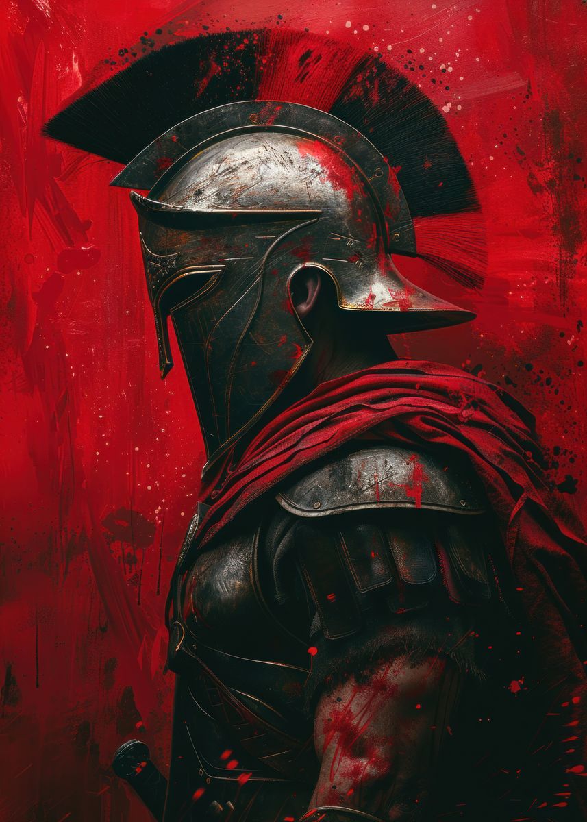 'Spartan Warrior in Red' Poster, picture, metal print, paint by Byrdyak ...