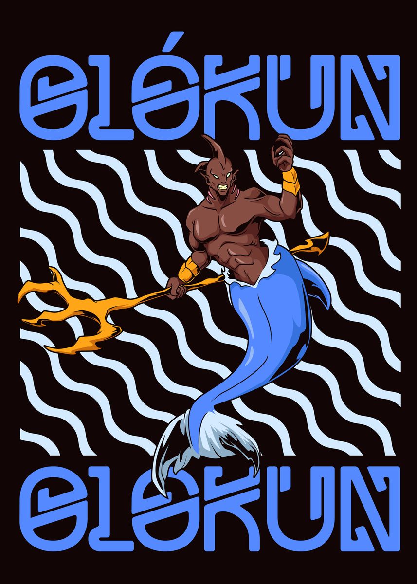 'Yoruba God - Olokun' Poster, picture, metal print, paint by pixelbull Medieval Art and More ...