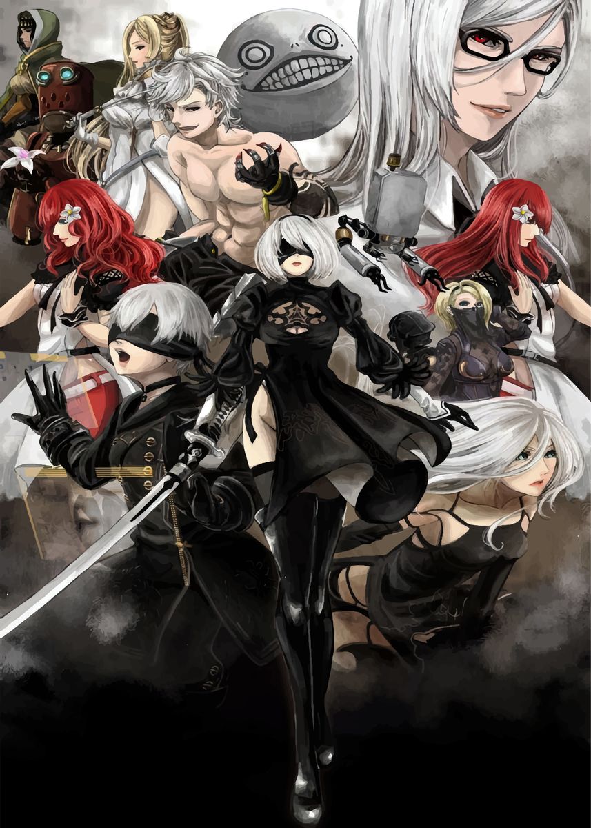 'Nier Automata Characters' Poster, picture, metal print, paint by ...