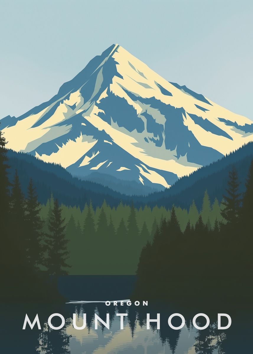 'Mount Hood Oregon' Poster, picture, metal print, paint by Merah ...