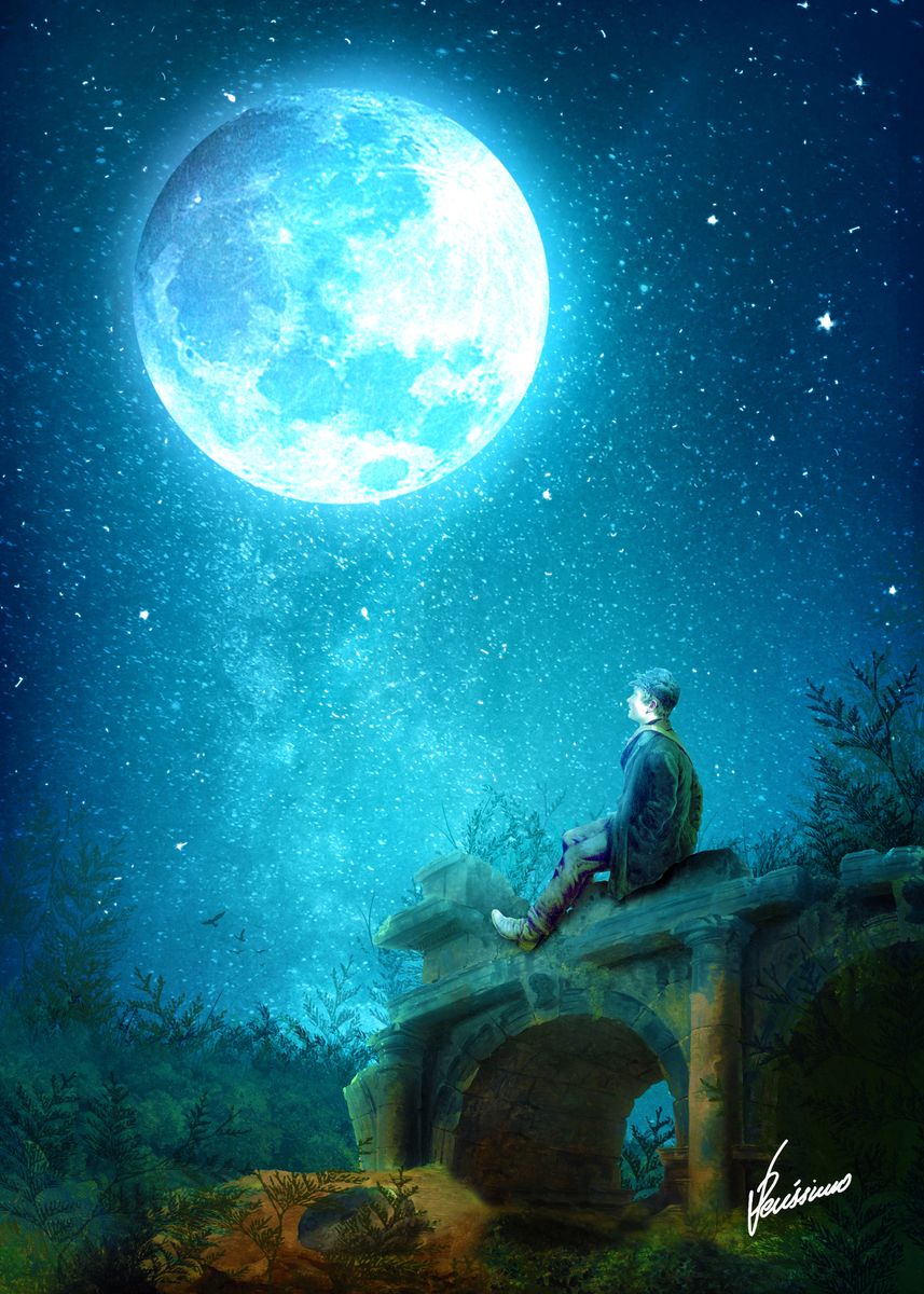 'Blue Moon' Poster, picture, metal print, paint by Diogo Verissimo ...