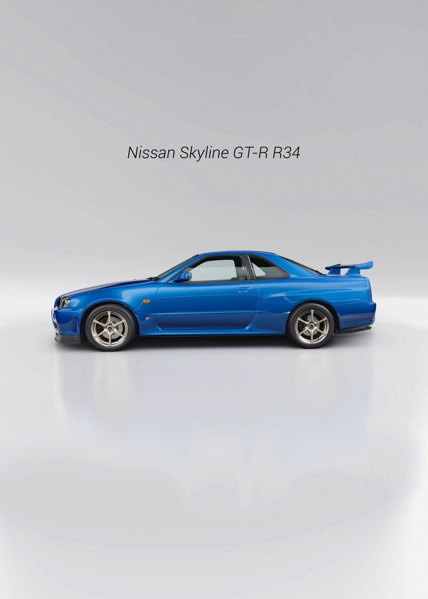 'Nissan Skyline GT-R R34' Poster, picture, metal print, paint by One ...