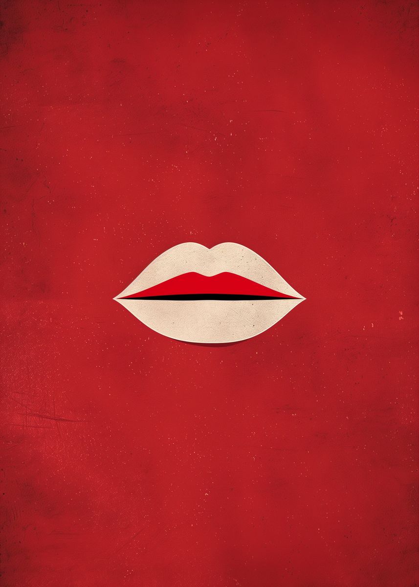 'Red Lips Minimalist Art' Poster, picture, metal print, paint by der ...