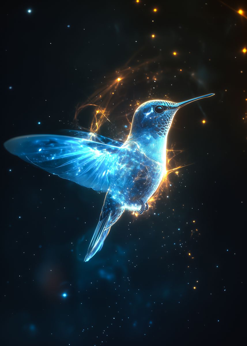 'Hummingbird in Stardust' Poster, picture, metal print, paint by ...