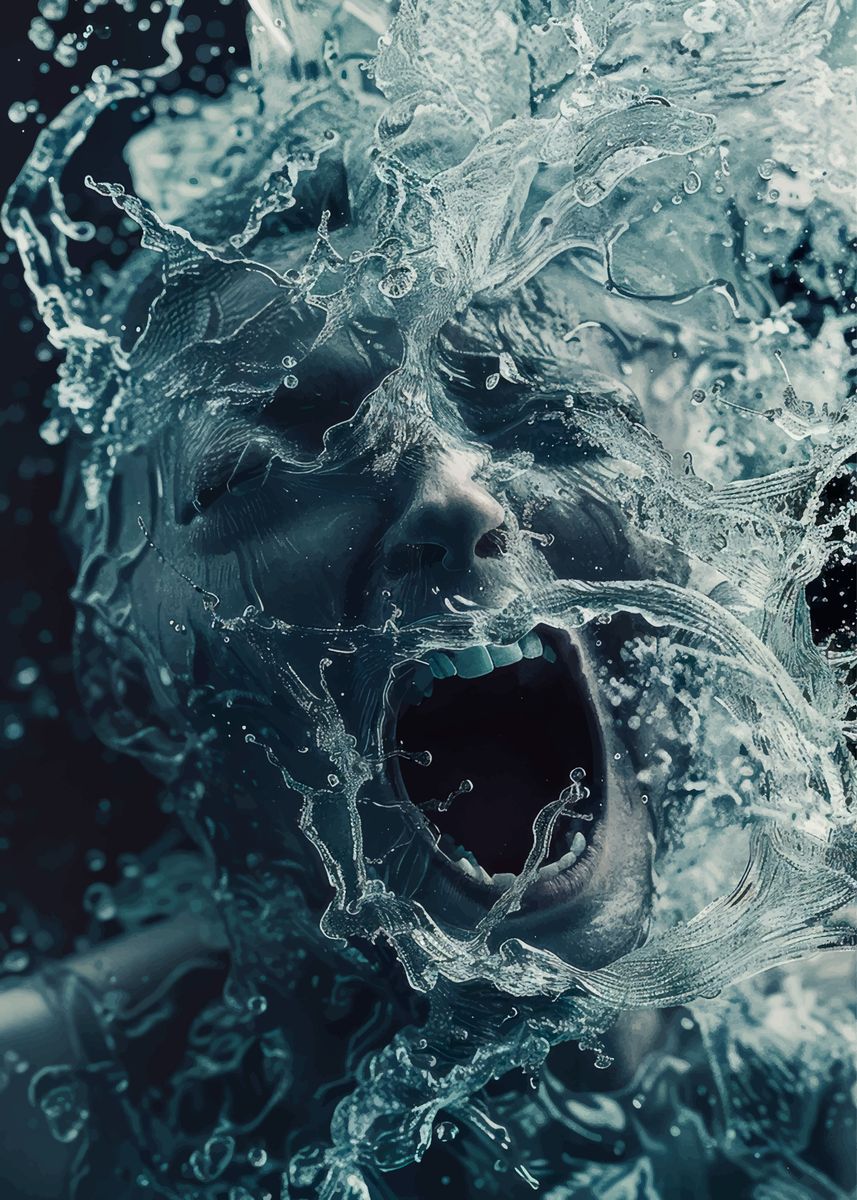 'Water Splash Scream' Poster, picture, metal print, paint by | Displate