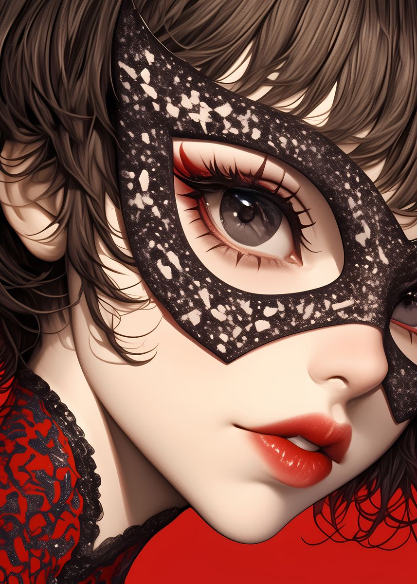 'Anime Girl with Mask Waifu' Poster, picture, metal print, paint by ...