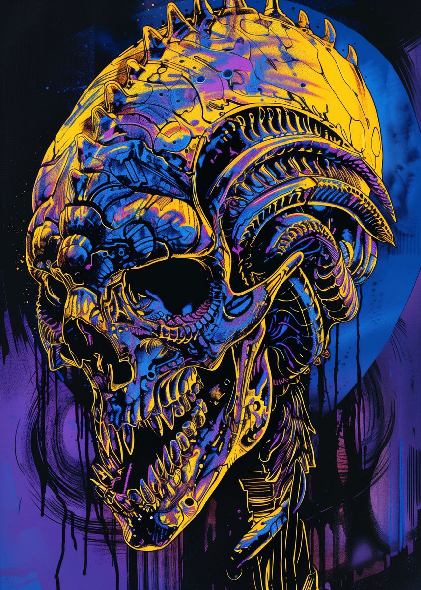 'Alien Skull Art' Poster, picture, metal print, paint by ...