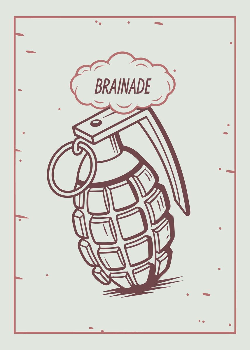 'Grenade Illustration' Poster, picture, metal print, paint by Nomis ...