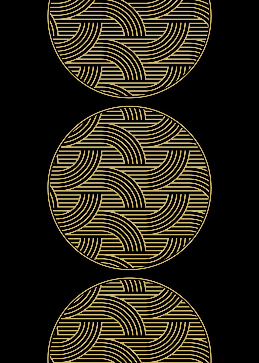 'Gold Geometric Circles' Poster, picture, metal print, paint by ...