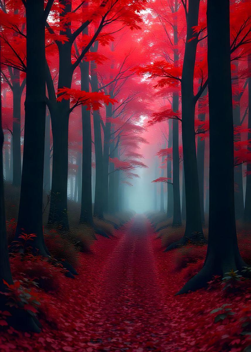 'Crimson Forest' Poster, picture, metal print, paint by Dreamscape ...