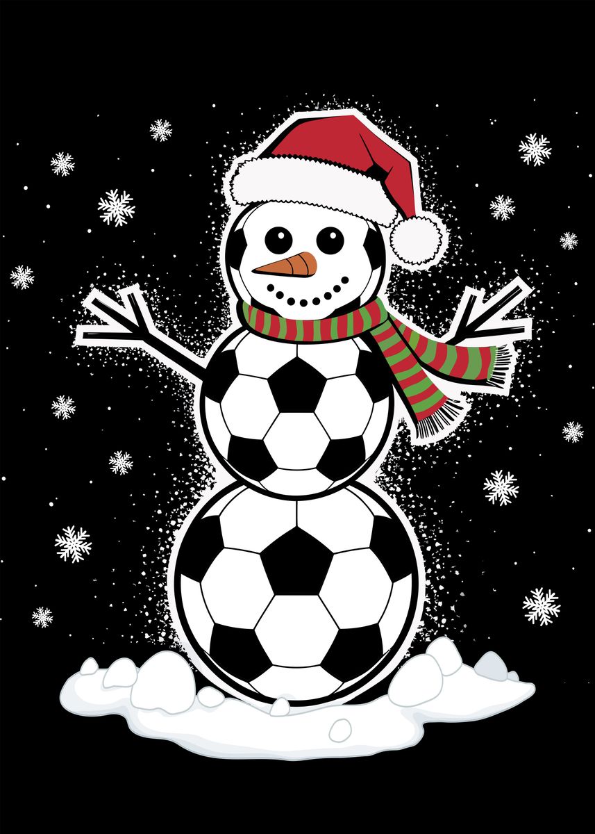'Soccer Snowman Christmas' Poster, picture, metal print, paint by ...