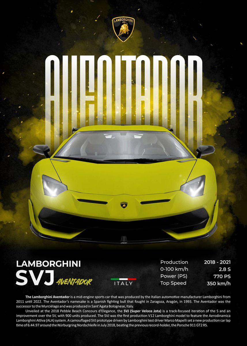 'Lamborghini Aventador SVJ' Poster, picture, metal print, paint by Joko ...