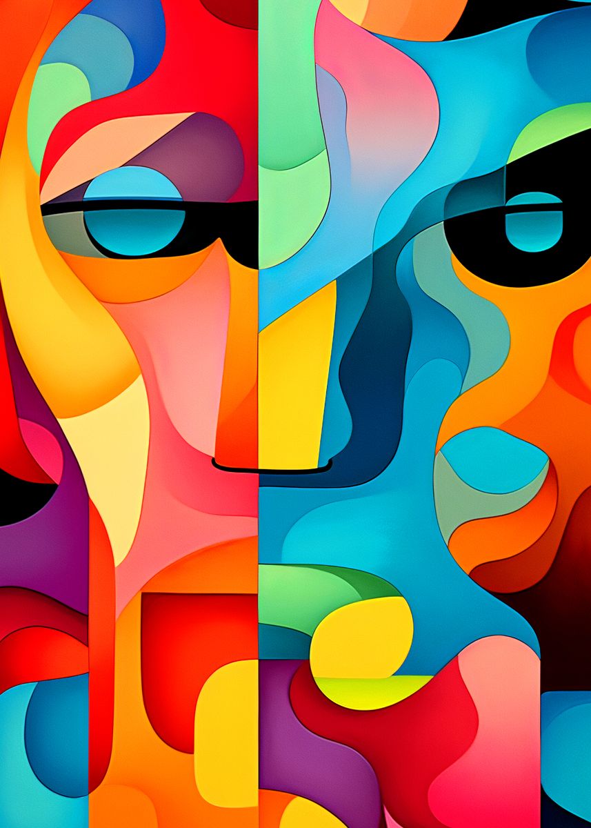 'Abstract Face Art' Poster, picture, metal print, paint by Gayle ...