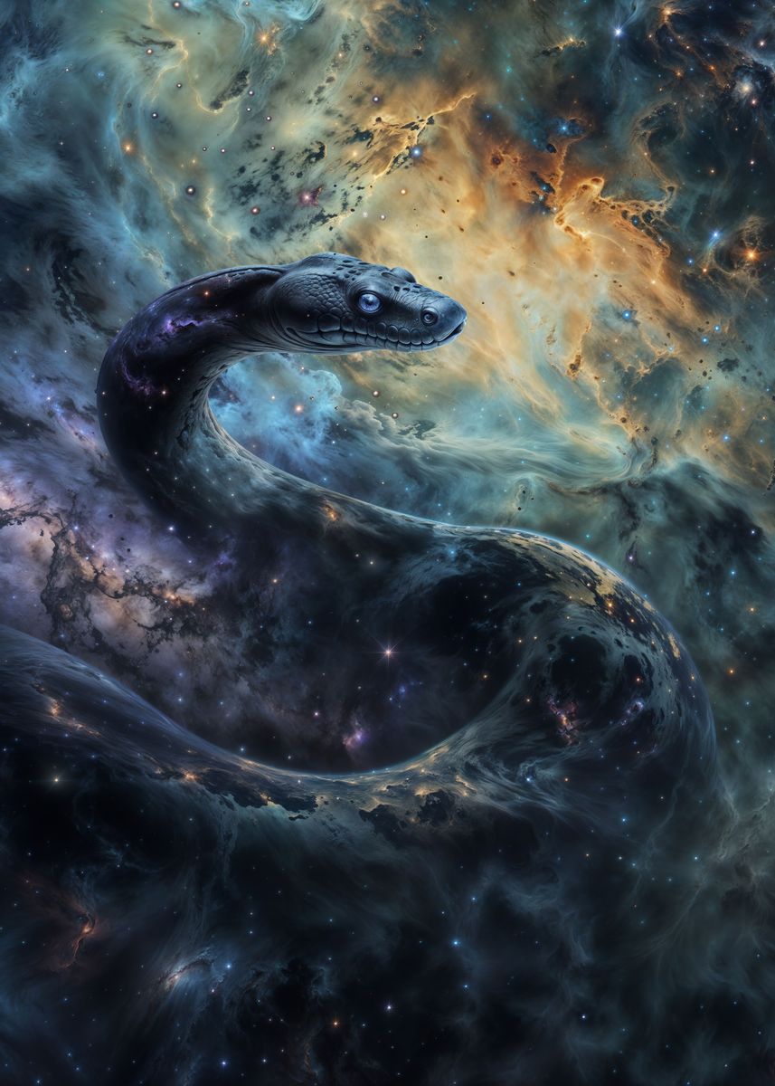 'Cosmic Nebula Serpent' Poster, picture, metal print, paint by HyperArt ...