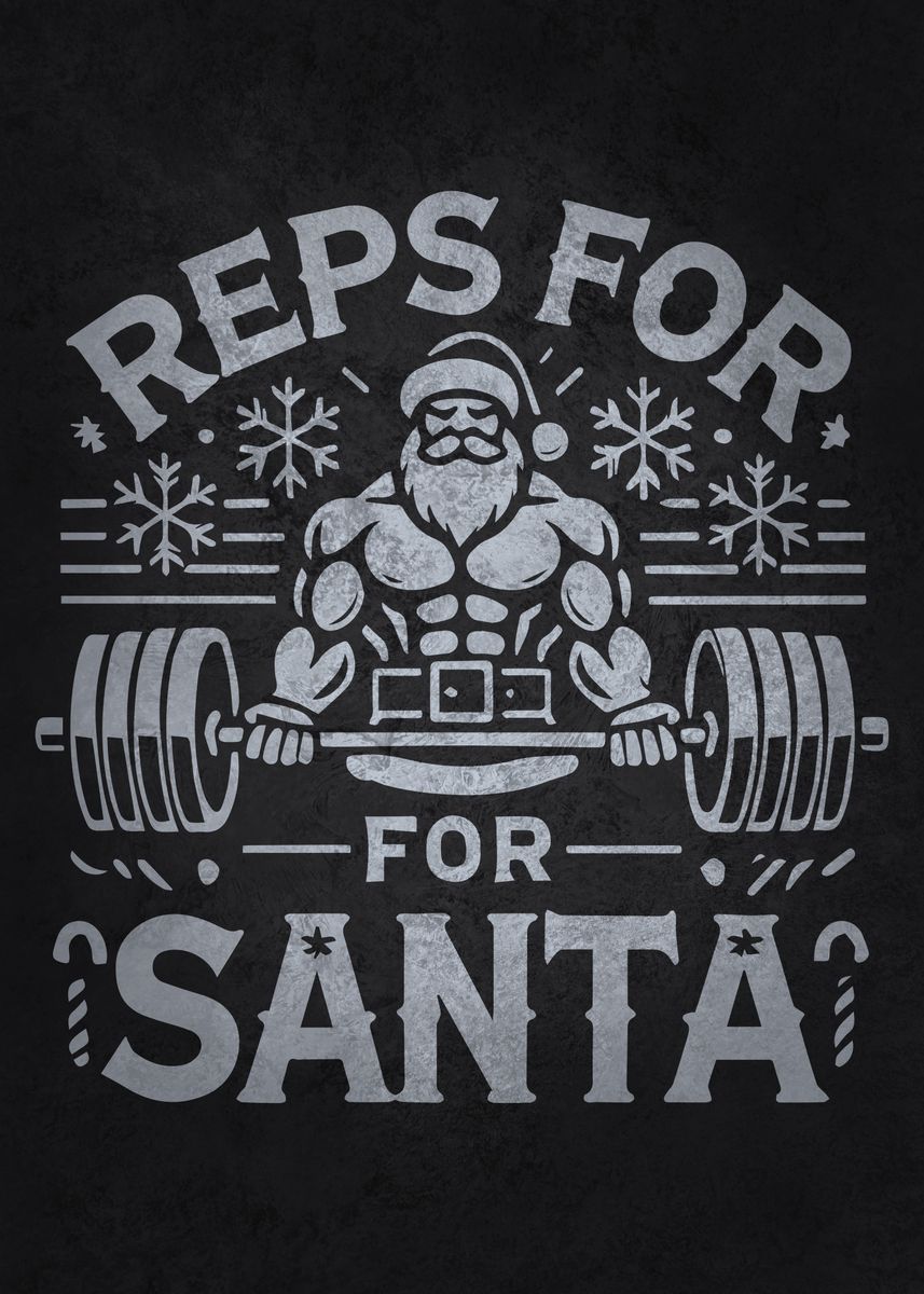 'Reps for Santa – Funny Christmas Fitness' Poster, picture, metal print ...