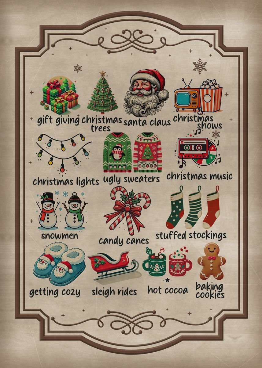 'Christmas Traditions Poster' Poster, picture, metal print, paint by ...