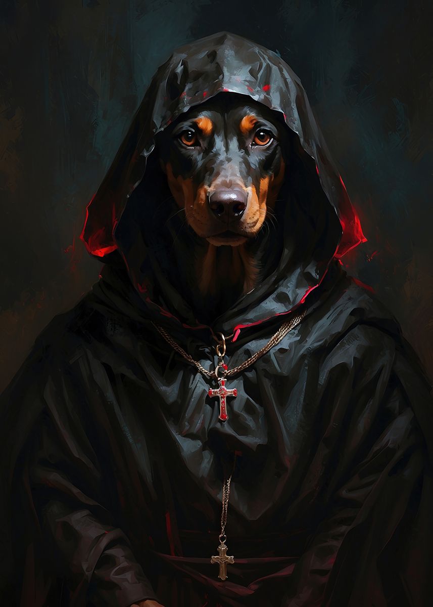'Medieval Doberman: Cloaked Guardian of Faith' Poster, picture, metal ...