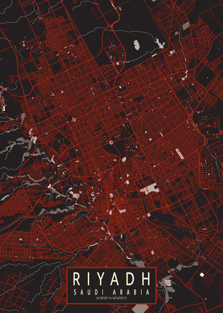 'Riyadh City Map Saudi Arabia Vector' Poster, picture, metal print ...
