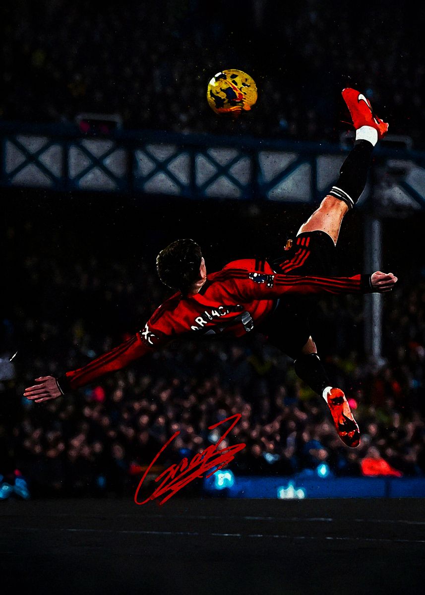 'Alejandro Garnacho Bicycle Kick ' Poster, picture, metal print, paint ...