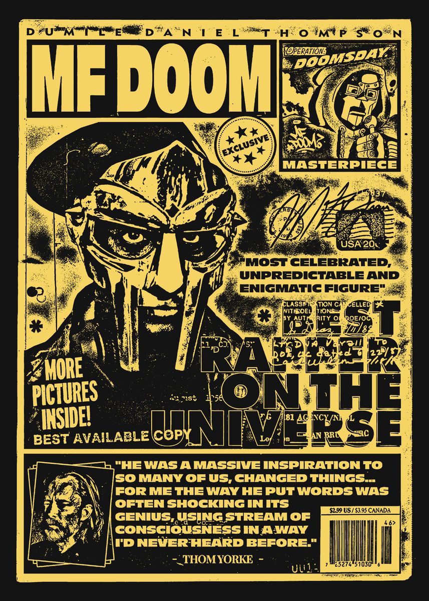 'MF DOOM Magazine Cover' Poster, picture, metal print, paint by Tresno ...