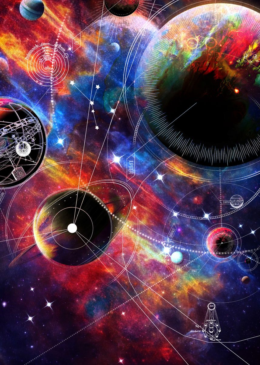 'Cosmic Map' Poster, picture, metal print, paint by Ericc Yummy | Displate