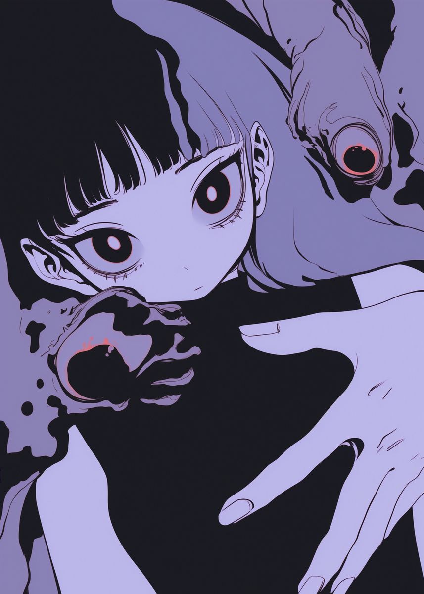 'Anime Girl with Monster Hand' Poster, picture, metal print, paint by ...