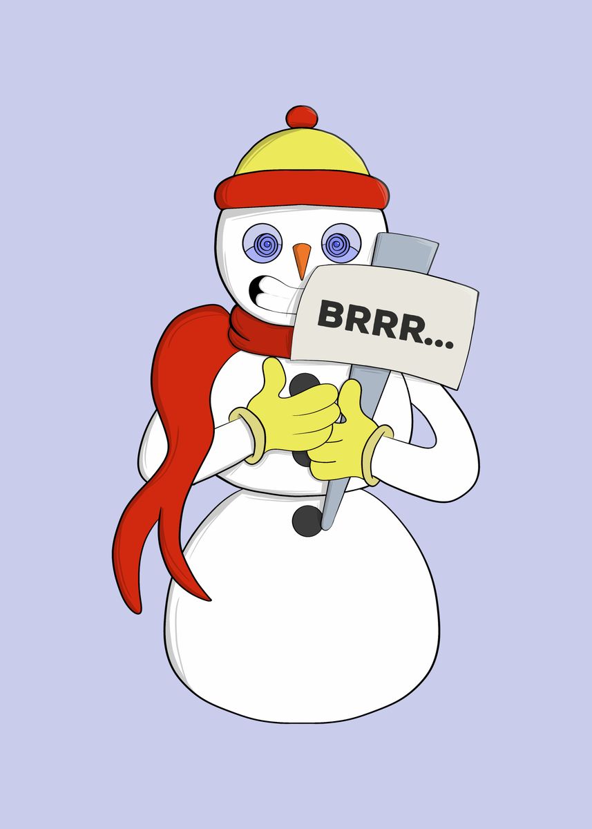 'Shivering Snowman' Poster, picture, metal print, paint by diego ...