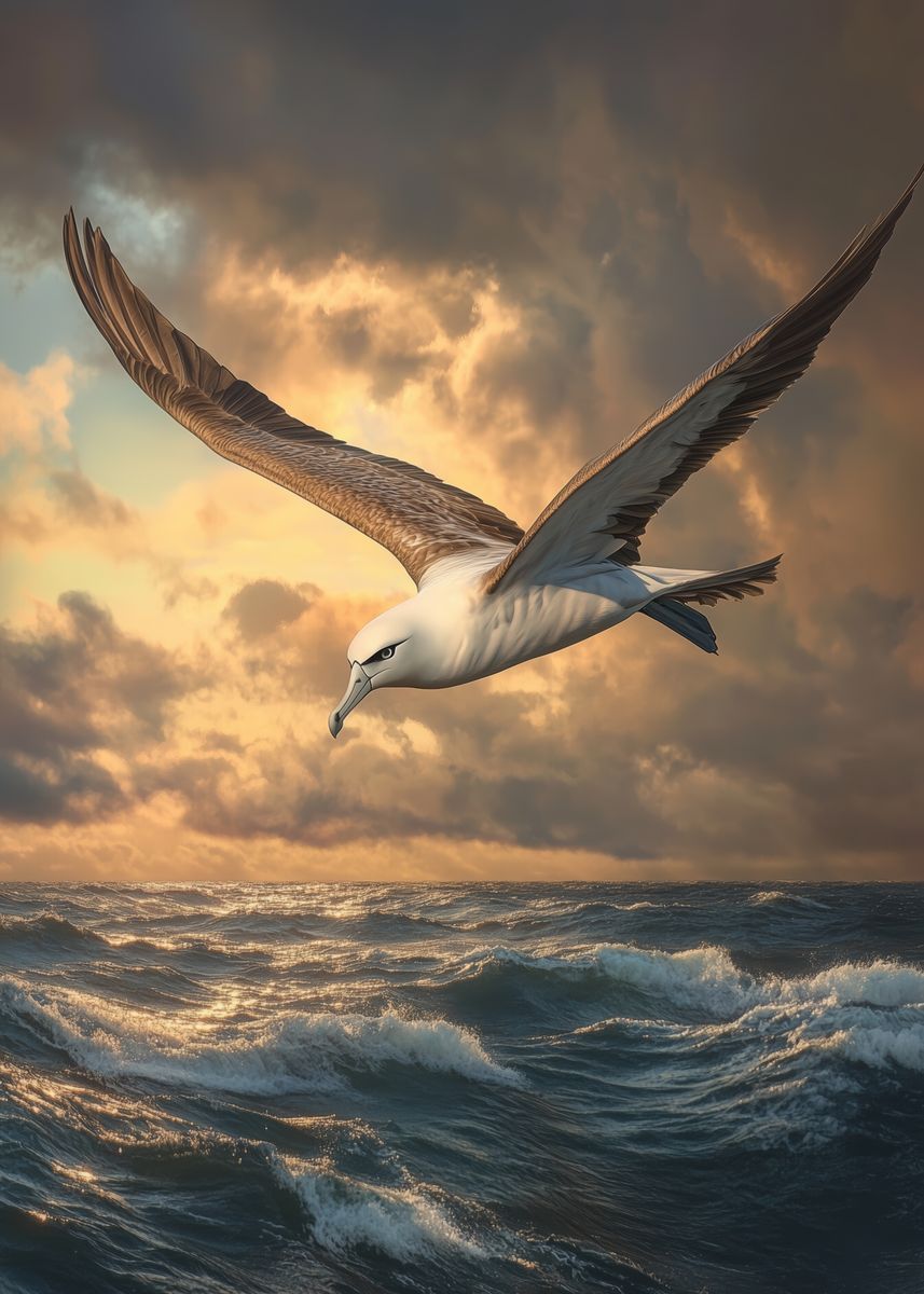 'Albatross Seabird in Flight' Poster, picture, metal print, paint by ...