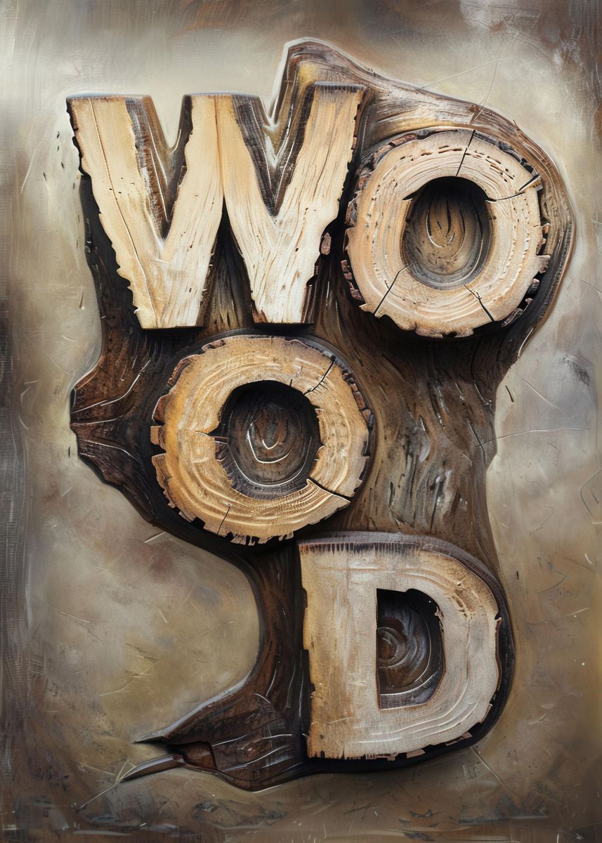 'Wooden Text Tree Forest Nature' Poster, picture, metal print, paint by ...