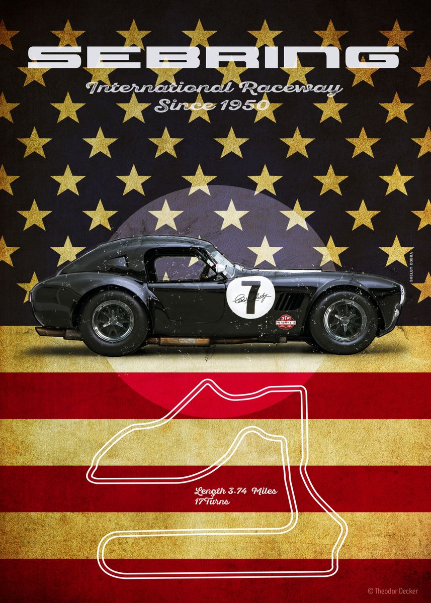 'Sebring Raceway, Shelby Cobra Poster' Poster, picture, metal print ...