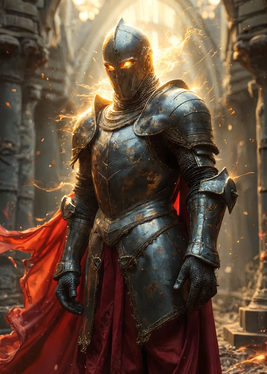 'Fiery Knight in Armor' Poster, picture, metal print, paint by ...