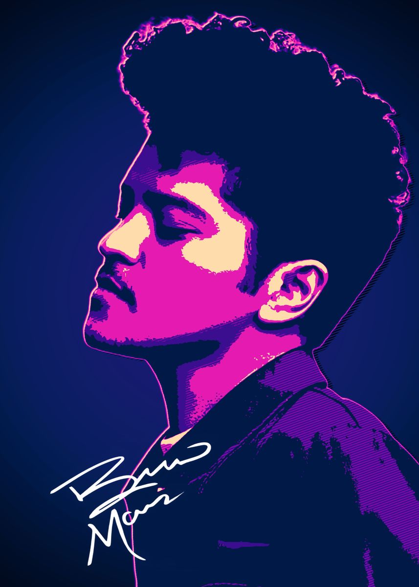 'Bruno Mars Pop Art Portrait' Poster, picture, metal print, paint by ...