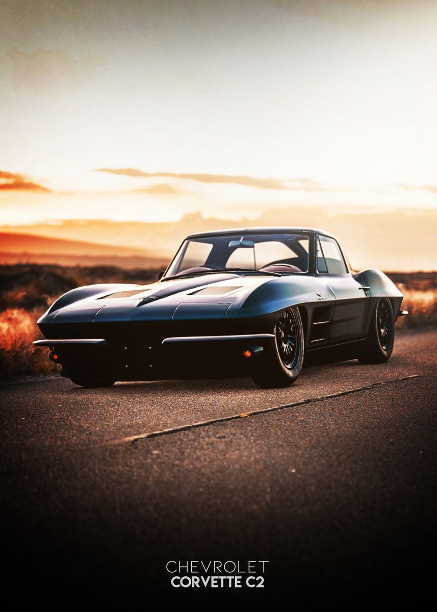 'Corvette C2' Poster, picture, metal print, paint by Mehdi | Displate