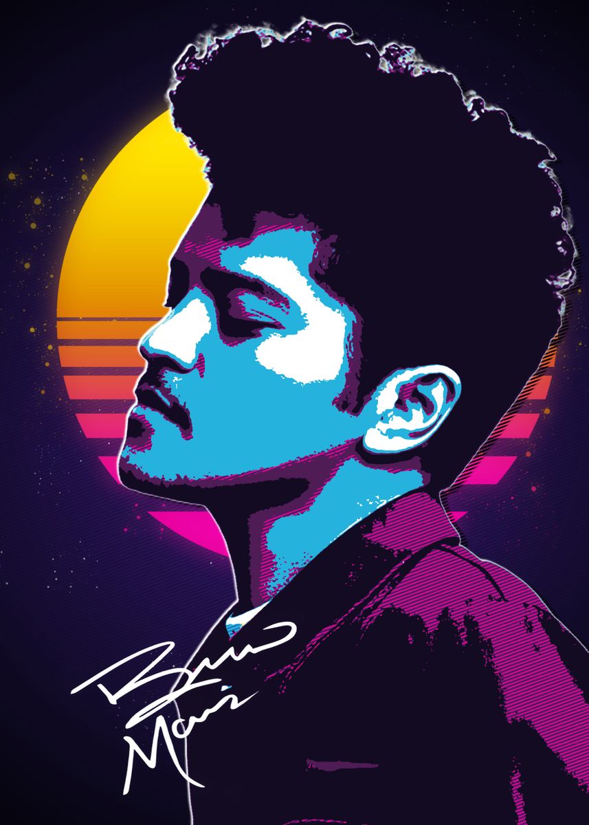 'Bruno Mars Retro Art' Poster, picture, metal print, paint by maxmoen ...