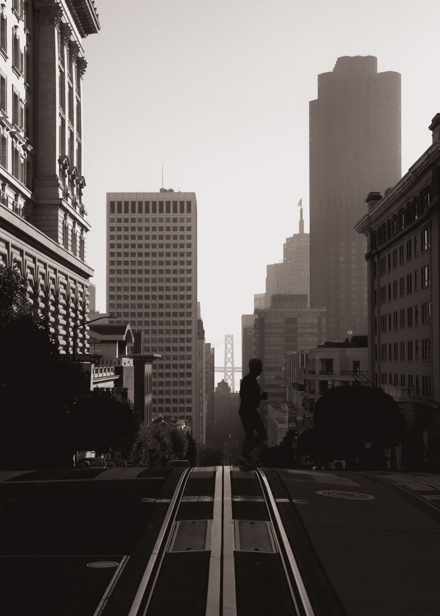 'San Francisco California Street Scene Black & White ' Poster, picture ...