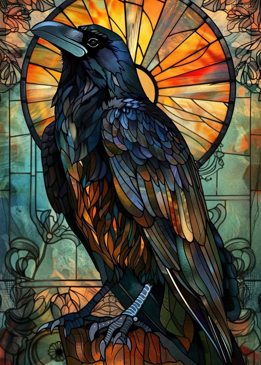 'Stained Glass Raven' Poster, picture, metal print, paint by Fay Evans ...