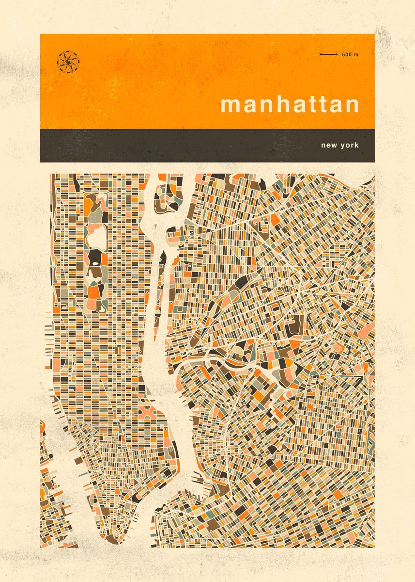 'Manhattan NYC Map Art Print' Poster, picture, metal print, paint by ...