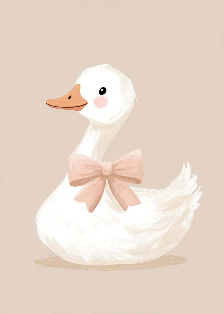 'Cute Goose with Bow' Poster, picture, metal print, paint by Usama ...