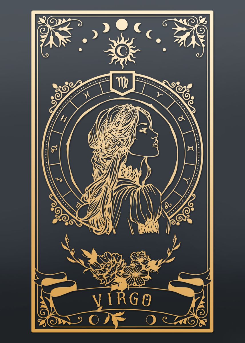 'Virgo Zodiac Sign Illustration Tarot card' Poster, picture, metal ...