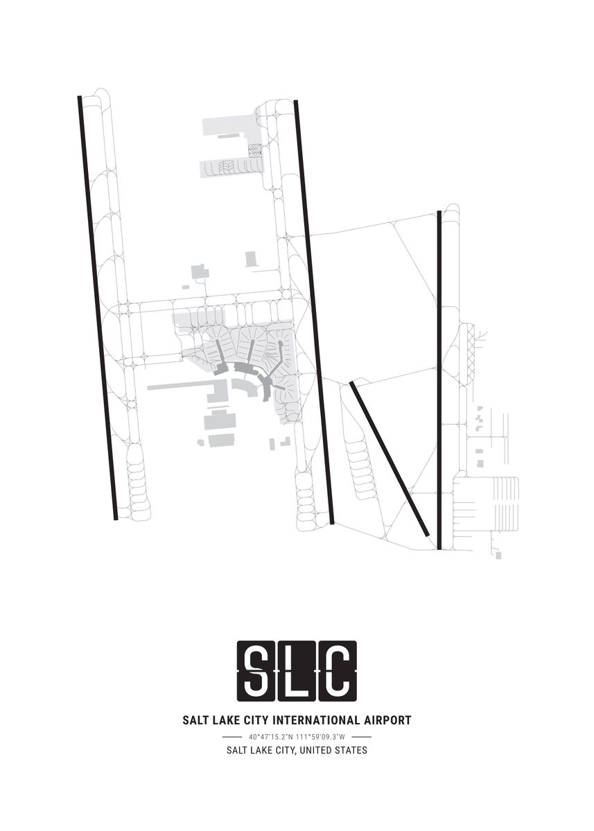 'Salt Lake City Airport Layout' Poster, picture, metal print, paint by ...