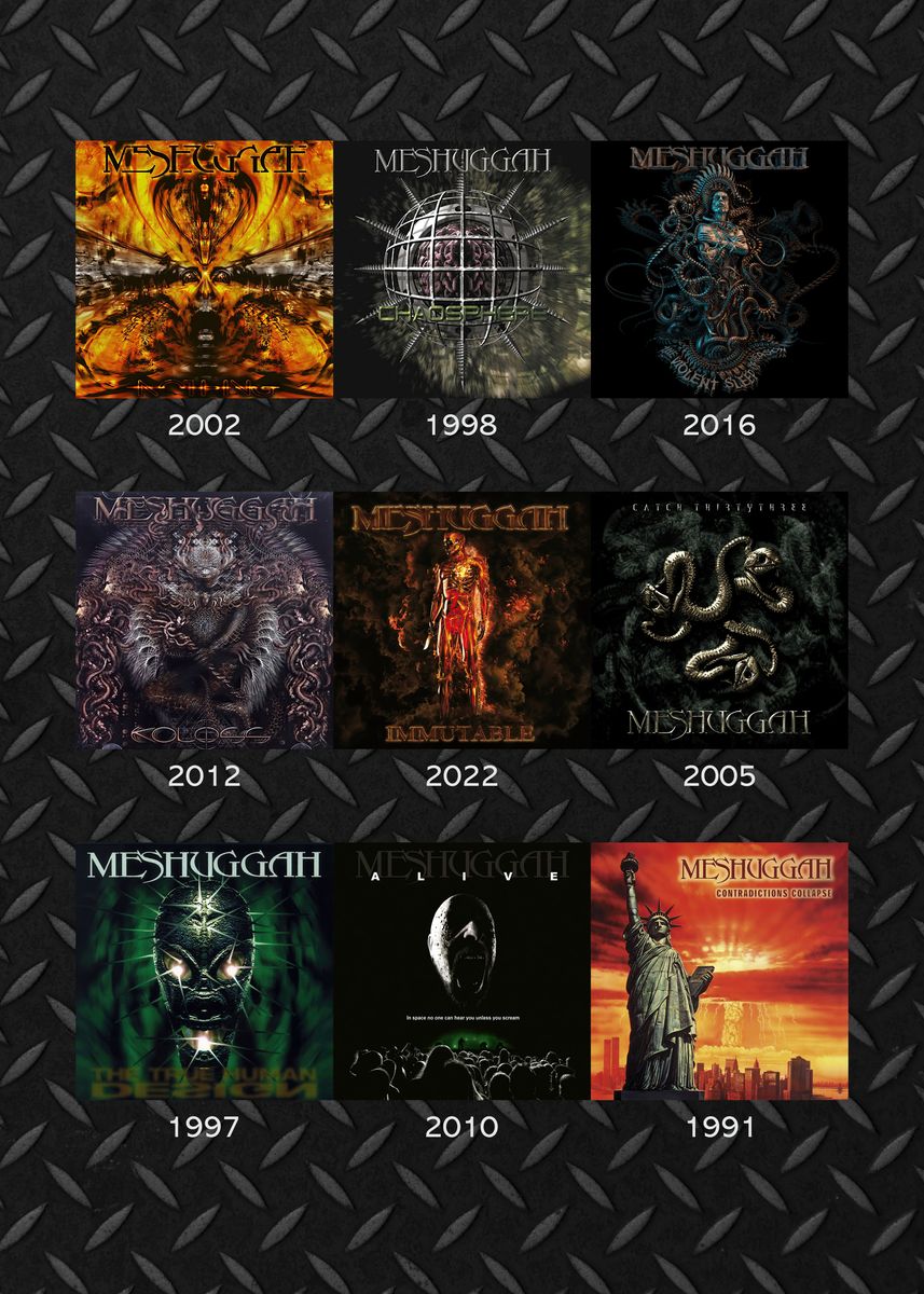 'Meshuggah Poster Collage' Poster, picture, metal print, paint by ...